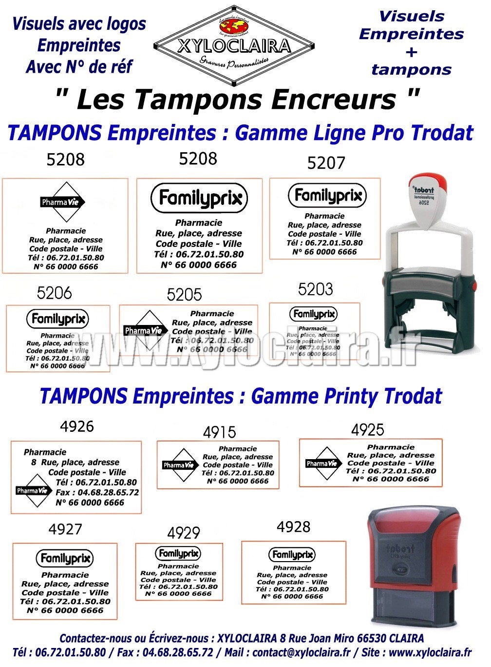 Les tampons encreurs monture plastique ou métalique